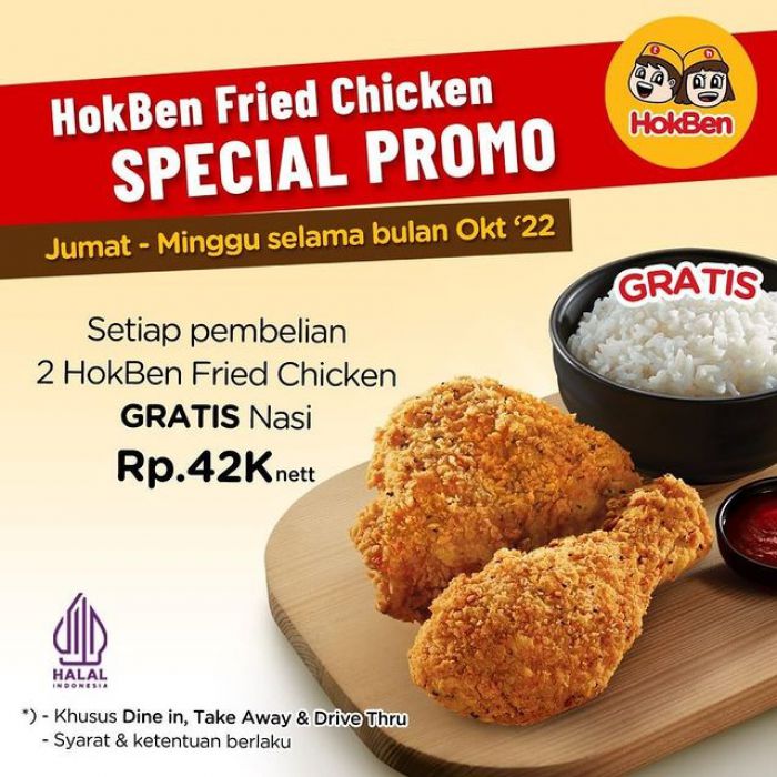 Promo HokBen (Hoka Hoka Bento) Beli 2 Fried Chicken Gratis Nasi | Foodierate